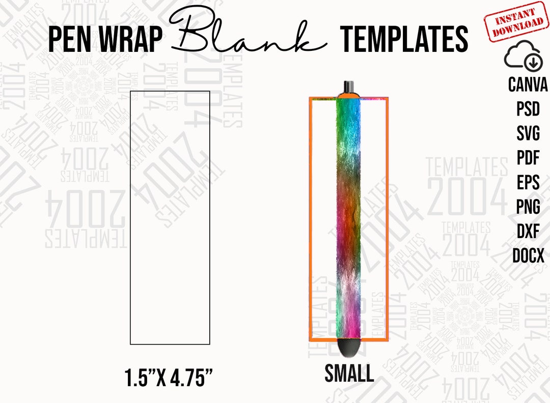 Pen Wrap Template Small Size, Svg ,png, Pdf Dxf Epoxy Pen Wrap Template ...