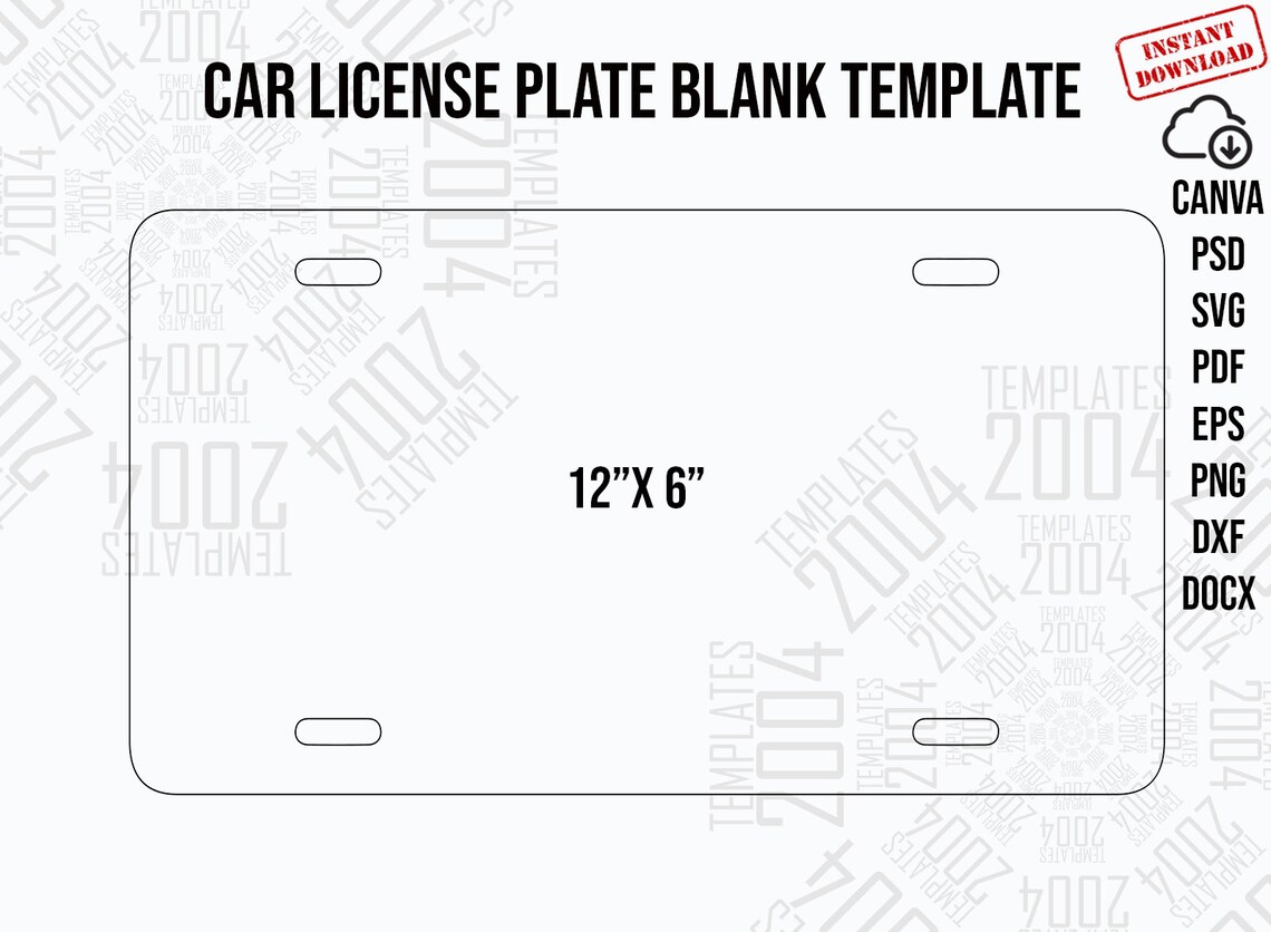 Car License Plate Blank Template (digital Download) - Etsy