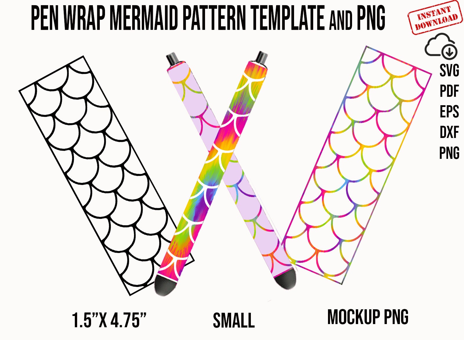 Mermaid Pattern Template Svg, Pen Wrap Template, Pen Wrap Mermaid ...