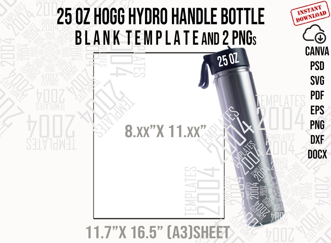 25 Oz Hogg Hydro Handle Bottle Template: Full Wrap SVG, PNG (digital ...