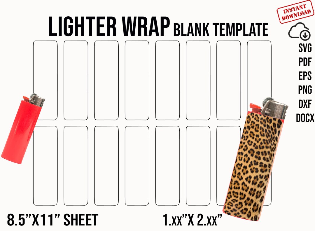 Lighter Wrap Label Blank Template, Lighter Label Template, Lighter ...