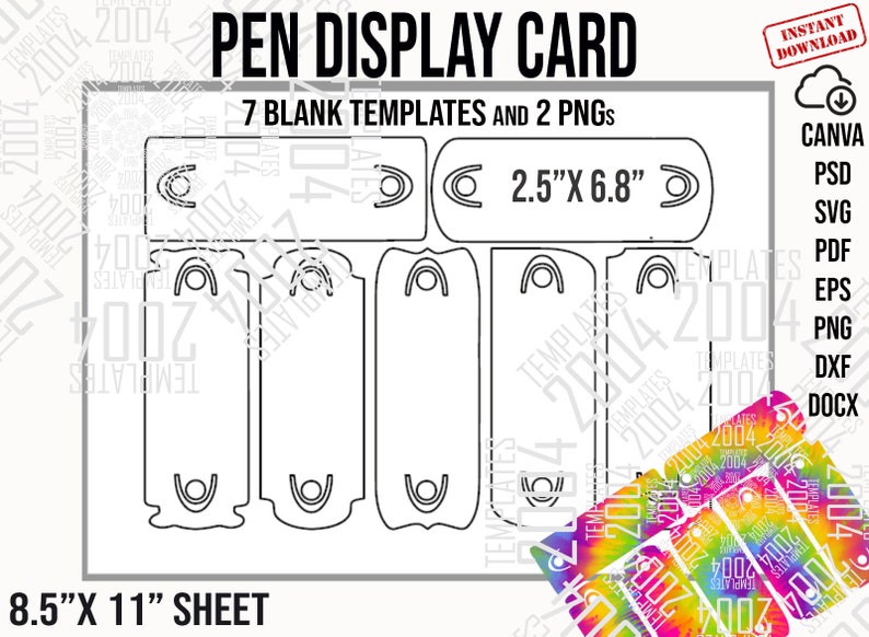 Pen Display Card Template, Pen Card Svg, Epoxy Glitter Pen Svg, Epoxy ...