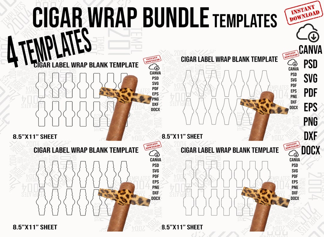 Cigar Wrap Bundle Template, Cigar Wrapper Template, Cigar Wrap, Cigar ...