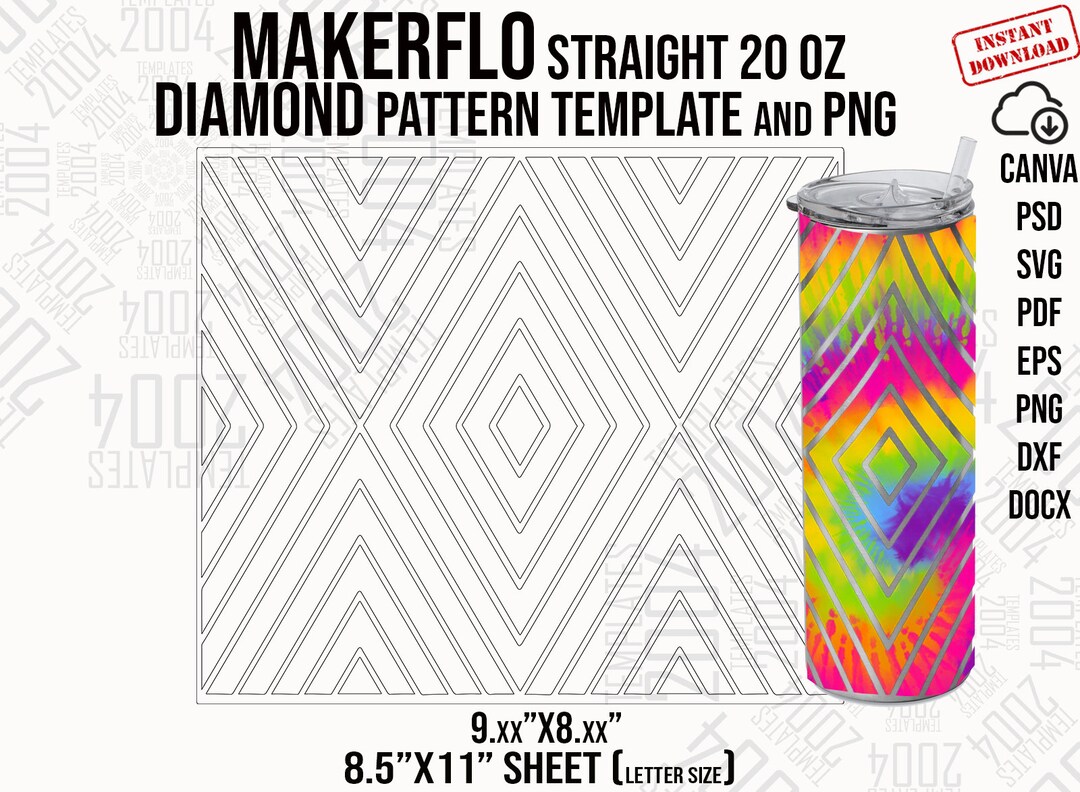Makerflo Diamond 20oz Tumbler Template: Pattern Design (digital ...