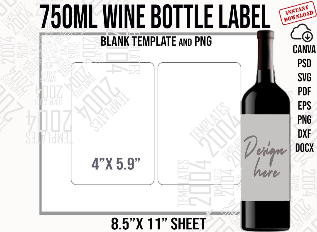 Wine Label Template, Wine Label Svg, Wine 750ml Template, Custom Wine ...