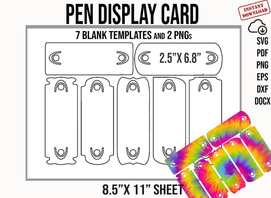 Pen Display Card Template Pen Card Svg Epoxy Glitter Pen - Etsy
