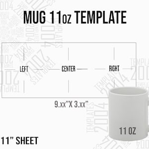 Mug 11oz Template, 11 Oz Mug Template for Sublimation Full Wrap, Mug 11 ...