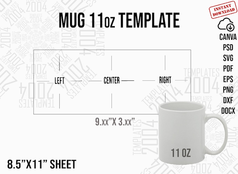 11oz Mug Template: Full Wrap Sublimation Design (digital Download) - Etsy
