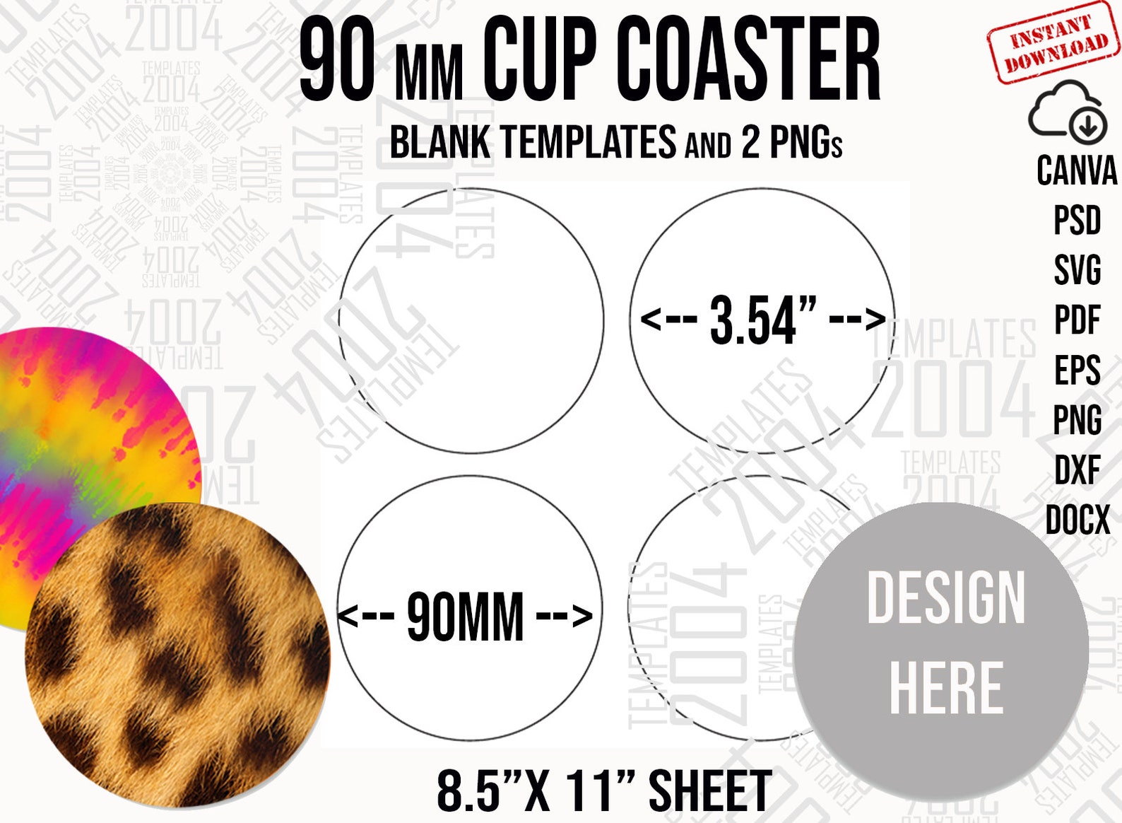 3.54 Inches Cup Coaster Template, 90 Mm Cup Coaster Svg, Coasters ...