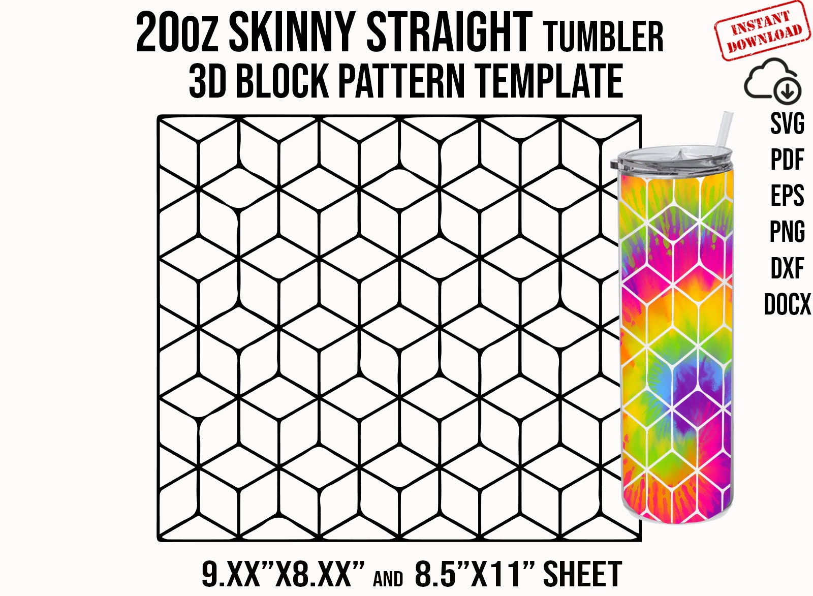 Skinny 20 Oz Straight 3d Block Template, Tumbler Wrap Svg, 20 Oz Skinny ...
