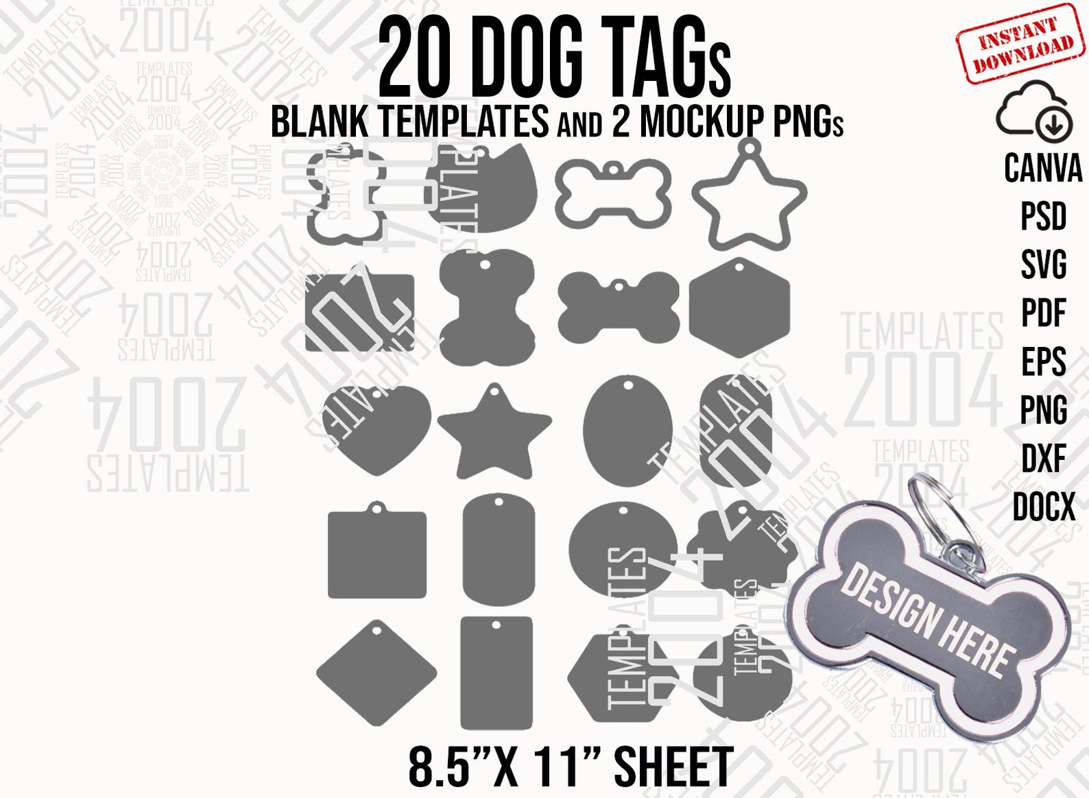 Dog Tag 20 Label Blank Tags Svg, Personalized Dog Tags, Dog Tag ...
