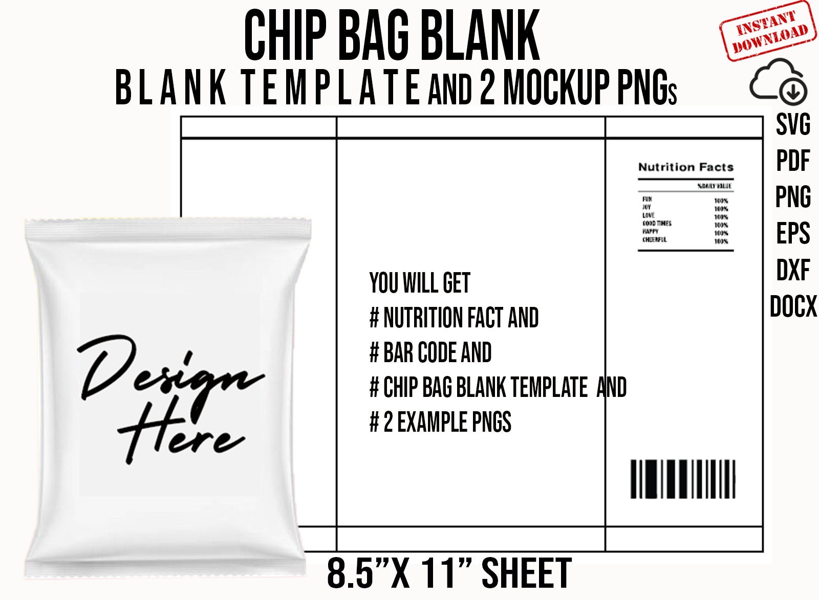 Chip Bag Template, Chip Bags, Chip Bag Svg, Chip Bag Personalized ...