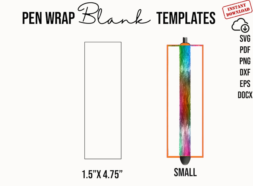 Pen Wrap Template Small Size, Svg ,png, Pdf Dxf Epoxy Pen Wrap Template ...