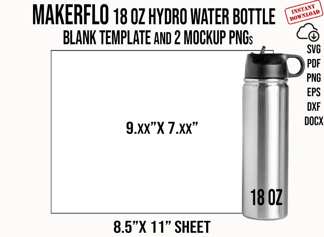 Makerflo Hydro 18oz Water Bottle Tumbler Template Full Wrap for 18oz ...