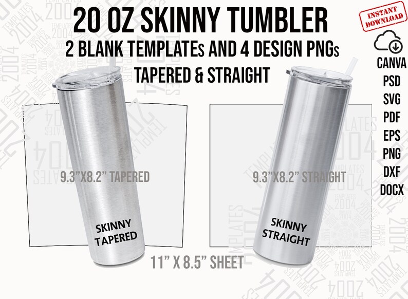 Skinny 20 Oz Svg, Tapered Skinny Template, 20oz Straight Template, Full ...