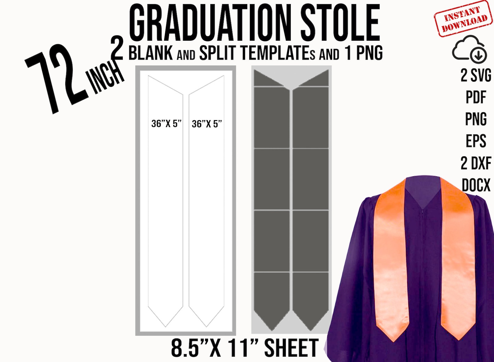 72" Graduation Stole Template: DIY Custom Design (digital Download) - Etsy