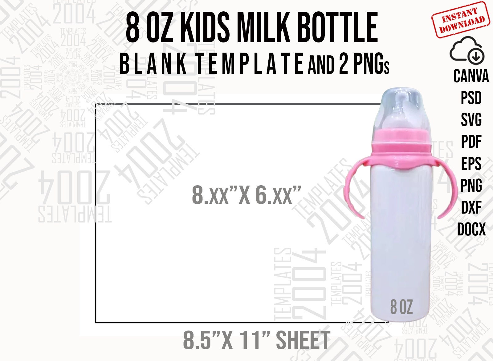 Kids Milk Bottle 8oz Tumbler Template, Baby Milk Bottle Sublimation ...