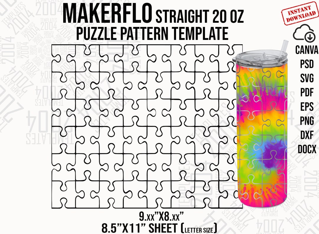Makerflo Straight Puzzle 20 oz Tumbler Vorlage, Tumbler Vorlage, Puzzle ...