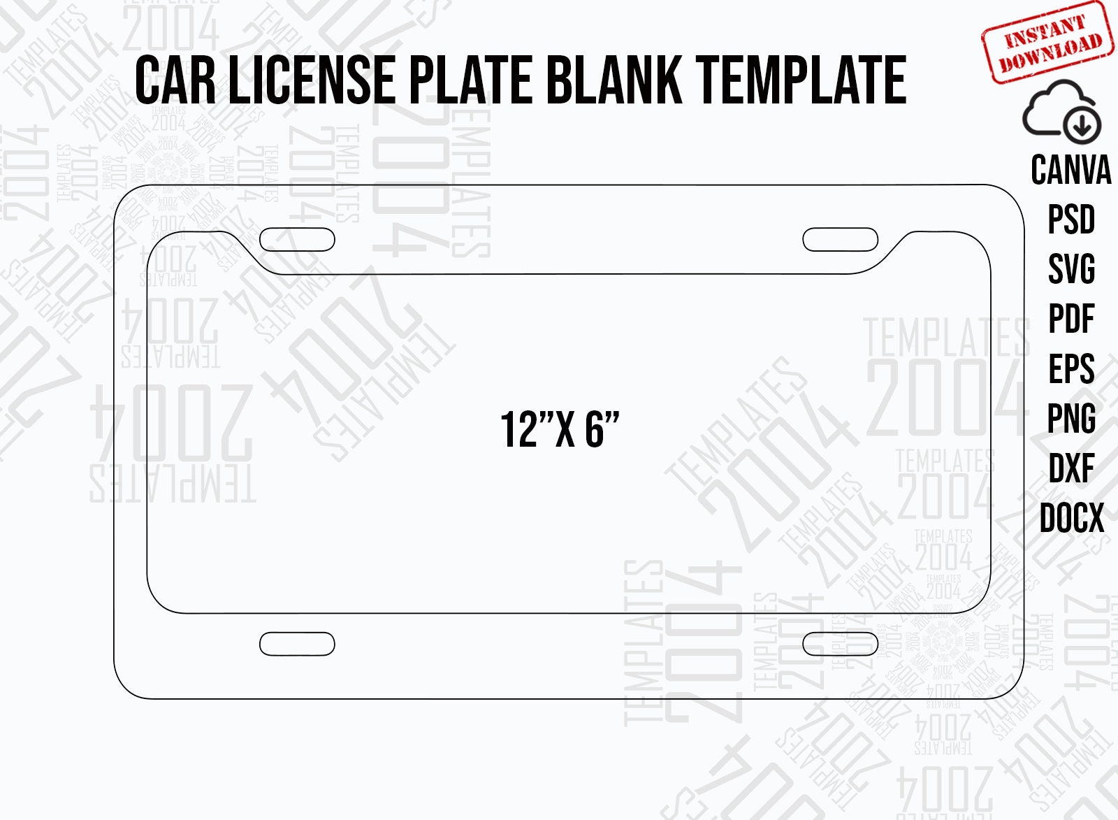 Car License Plate Blank Template: Sublimation SVG, PNG, DXF (digital ...