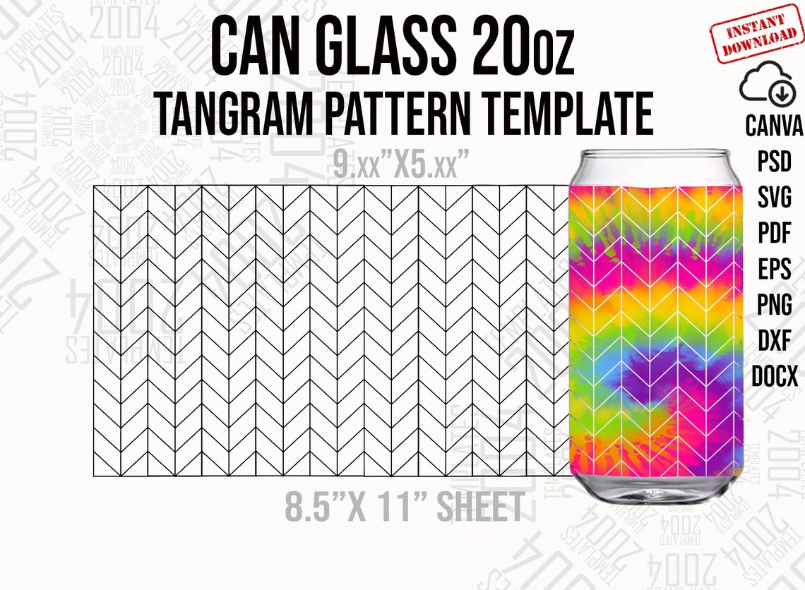 Can Glass Svg, Tangram Can Glass 20 Oz Svg, Tangram Svg, Libbey Glass ...
