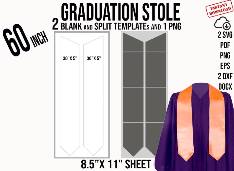60" Graduation Stole Template: DIY Custom Design (digital Download) - Etsy