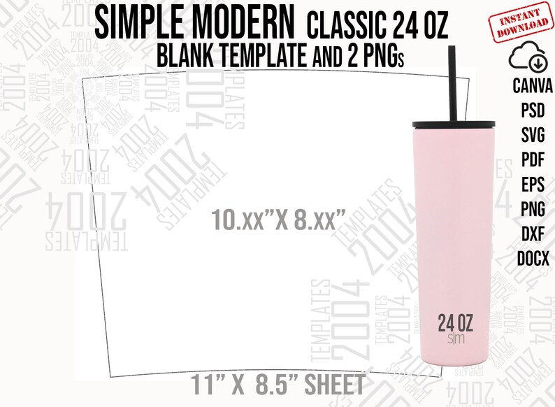 Simple Modern Classic 24 Oz Svg, Tumbler Template, Simple Modern Svg ...