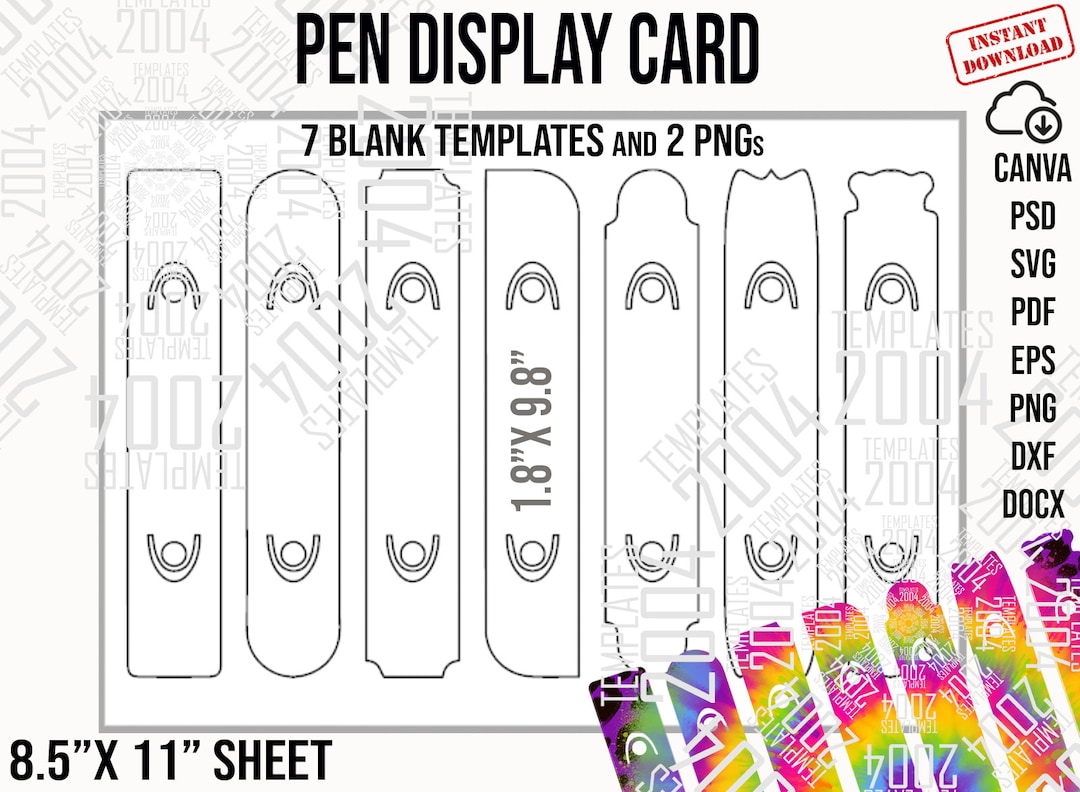 Pen Display Card Template, Pen Card Svg, Epoxy Glitter Pen Svg, Epoxy ...