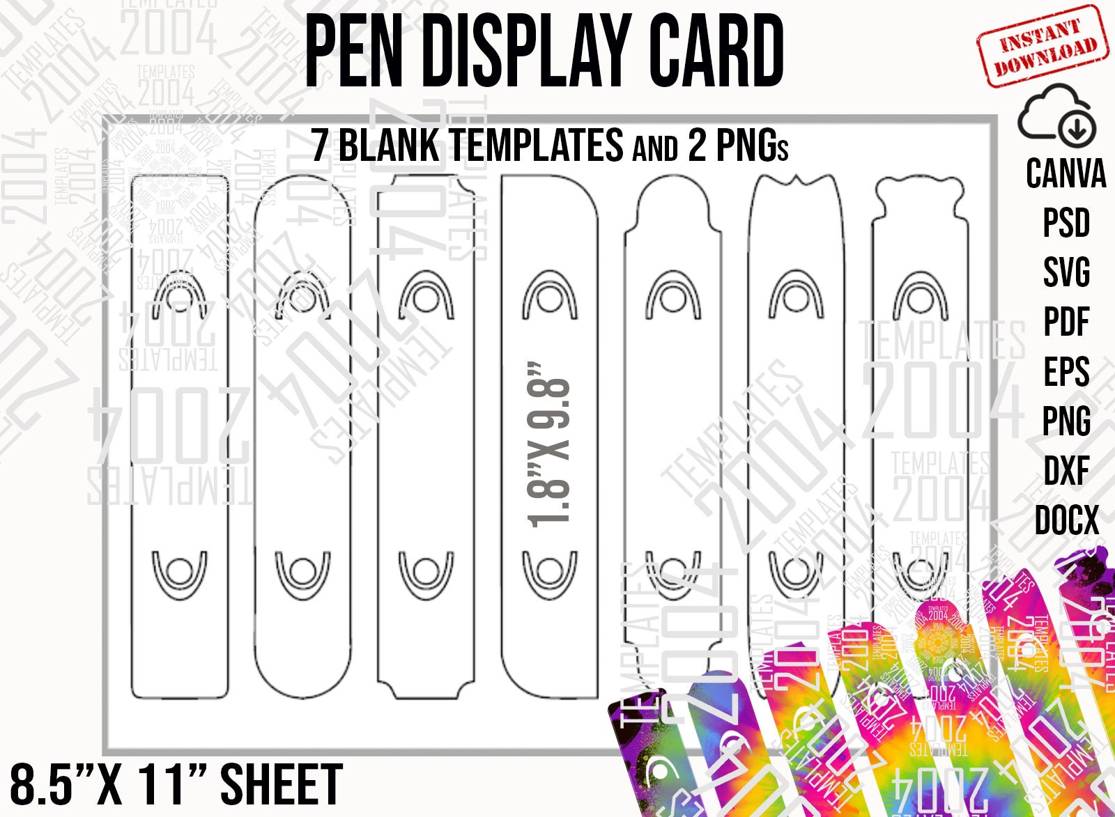 Pen Display Card Template, Pen Card Svg, Epoxy Glitter Pen Svg, Epoxy ...