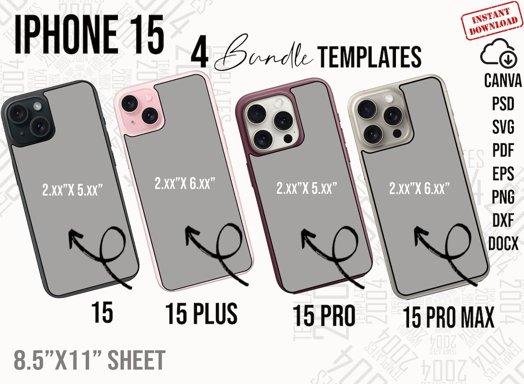 IPhone 15 Bundle Template, Phone Case Template, iPhone 15 Bundle Svg ...