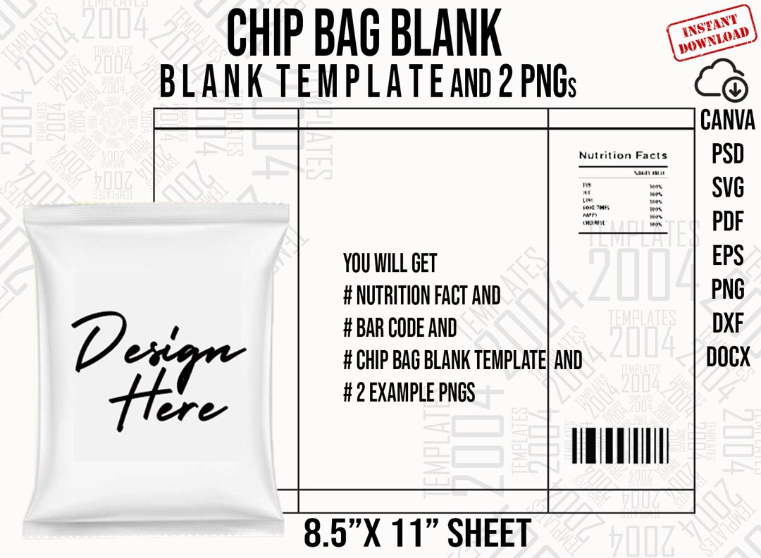 Chip Bag Template, Chip Bags, Chip Bag Svg, Chip Bag Personalized ...