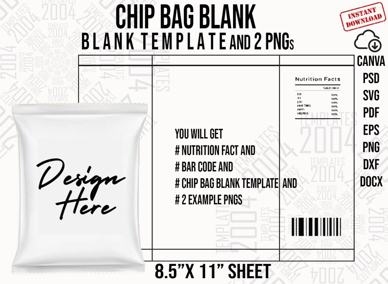 Chip Bag Template, Chip Bags, Chip Bag Svg, Chip Bag Personalized ...