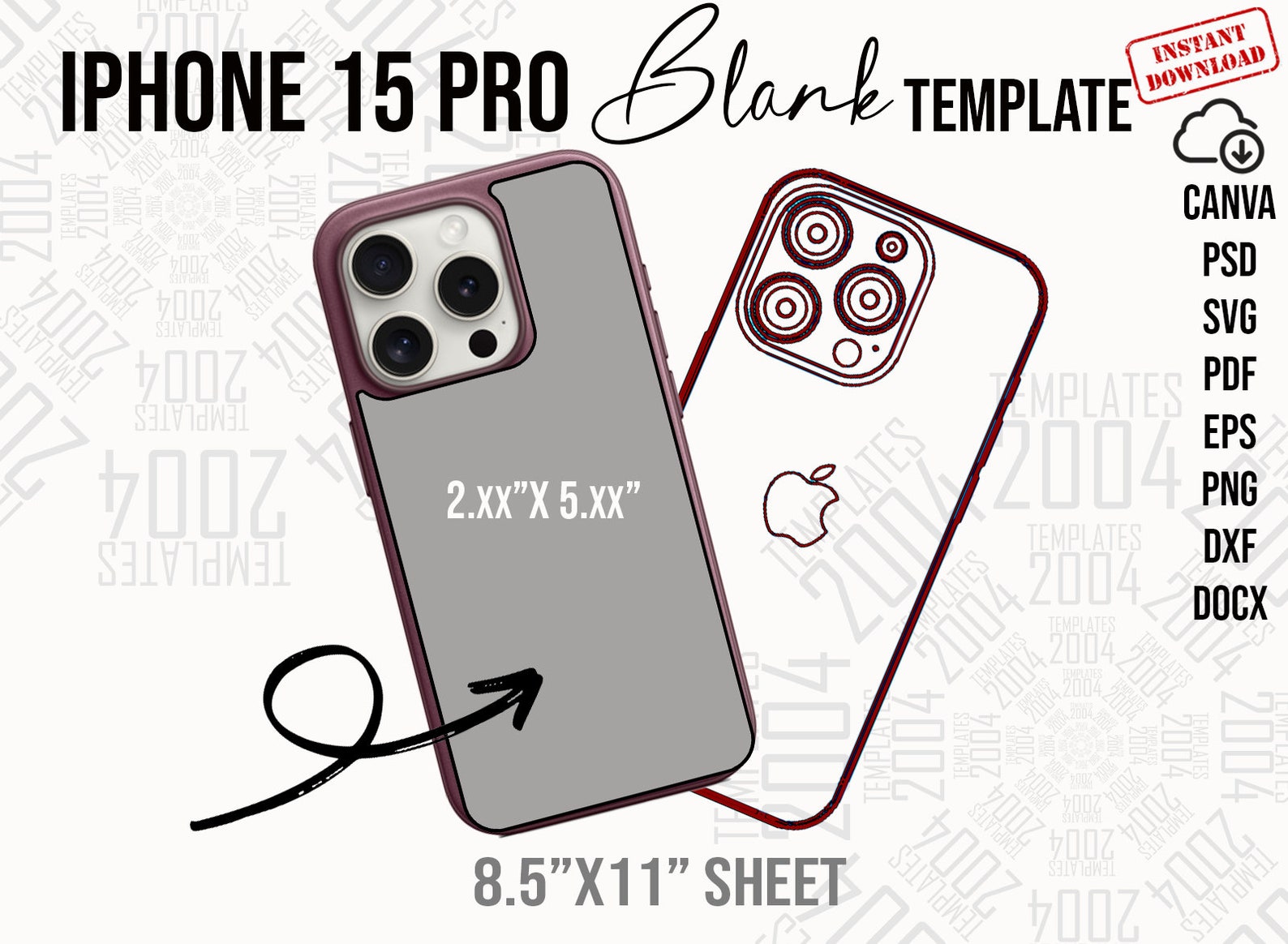 IPhone 15 Pro Case Template: Blank Design (digital Download) - Etsy