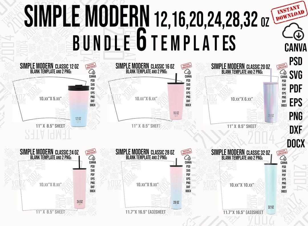 Simple Modern Template, Simple Modern Bundle 6 Templates, 12,16,20,24 ...