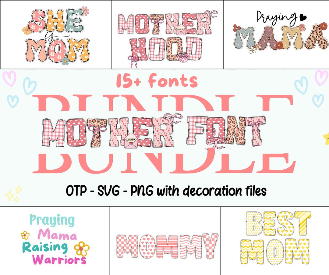 15 + Mother Alphabet Fonts, Doodle Alphabet Letters Font Bundle, Font ...