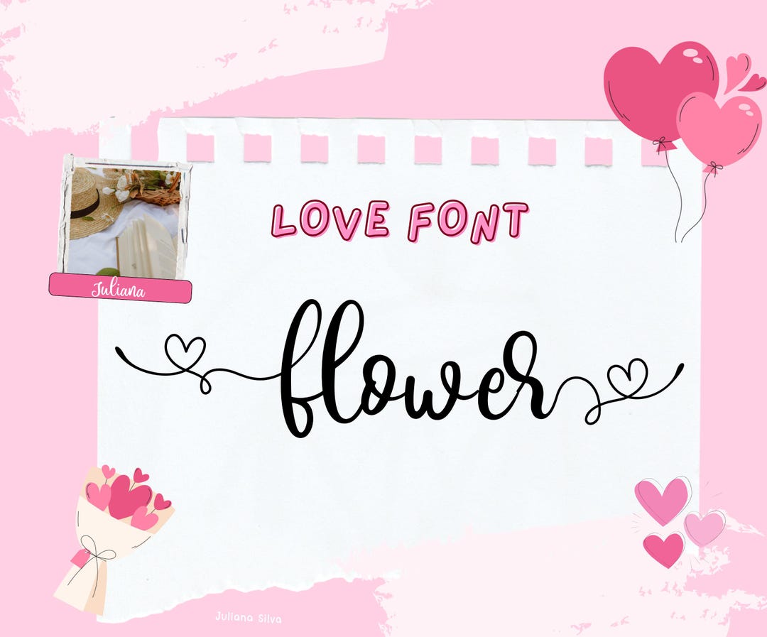 Flower - Heart Tails Font, Romantic Font, Heart Font, Heart Script Font ...
