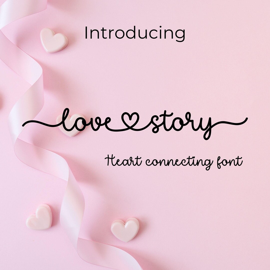 Love Story Tails Font, Beautiful Font With Heart Between, Wedding Font ...