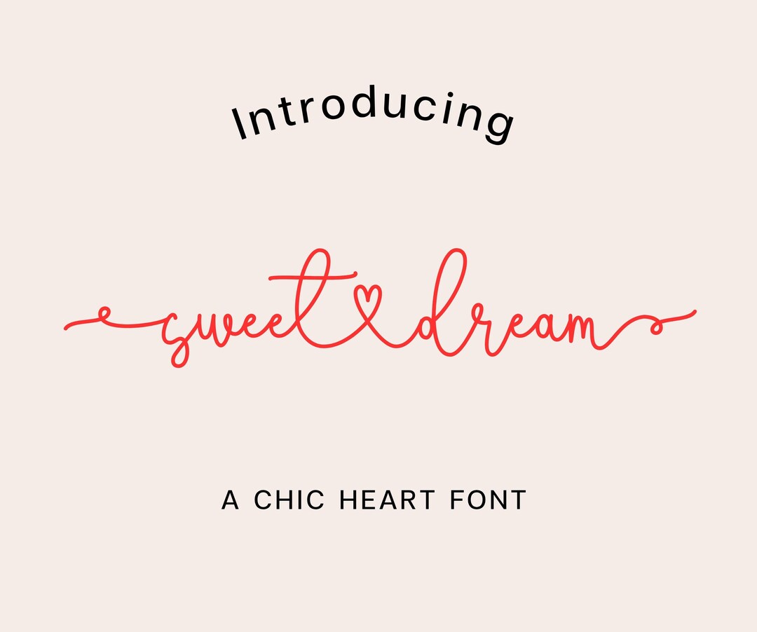 Sweet Dream Heart Connecting Font | Handwritten Script With Long Tails ...