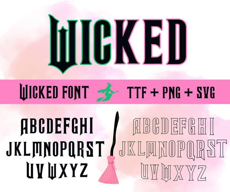 Wicked Font - Spooky Alphabet & Numbers, Team Glinda Elphabet Png, Svg ...