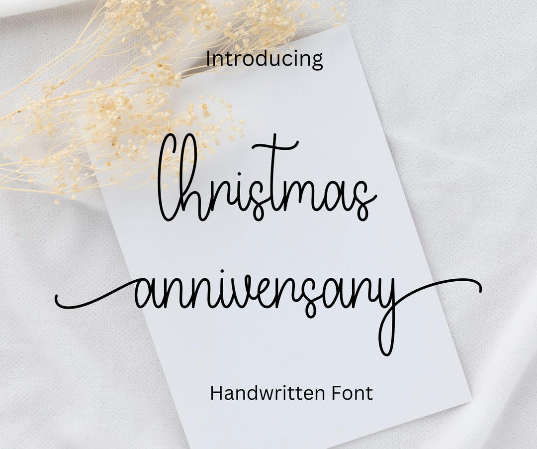 Christmas Anniversary Font, Holiday Fonts, Monoline Font With Tails ...
