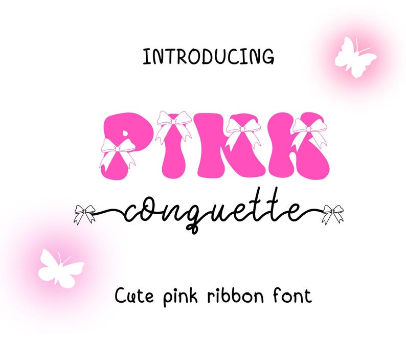 Pink Coquette Ribbon Font – Cute Tail Display Font, Decorative Girly ...