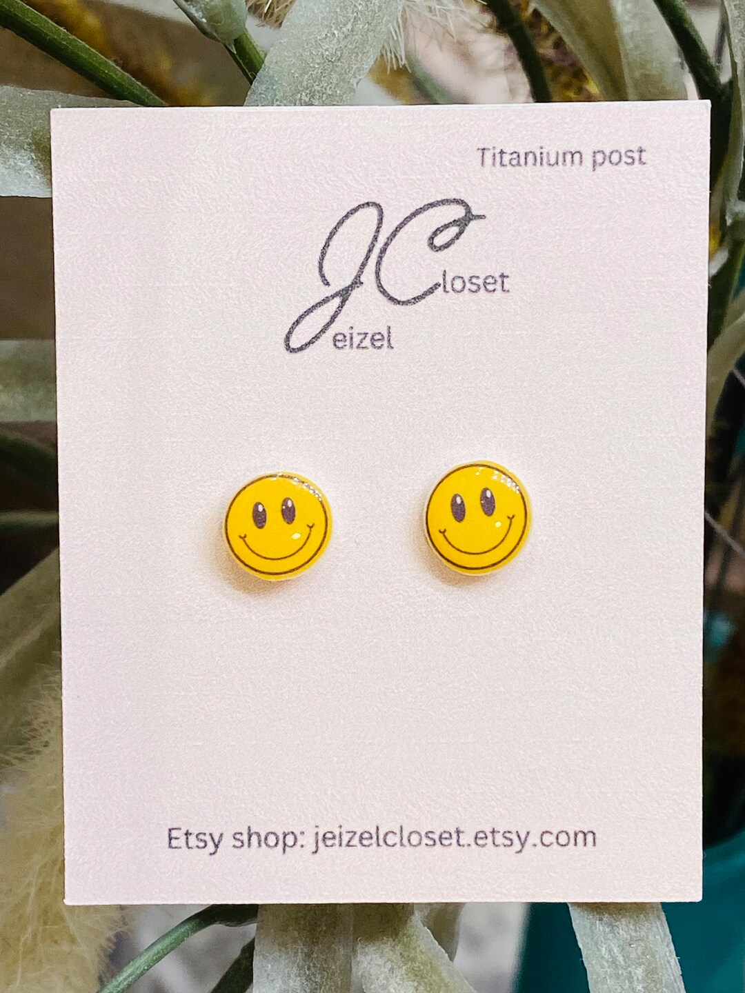 SMILEY Stud Earrings Titanium Hypoallergenic for Sensitvie Ears for ...
