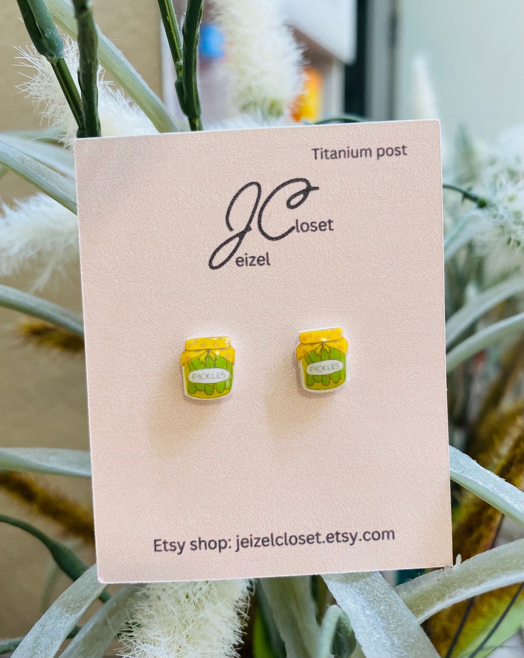 PICKLES in a Jar Stud Earrings Titanium Hypoallergenic Sensitive Ears ...