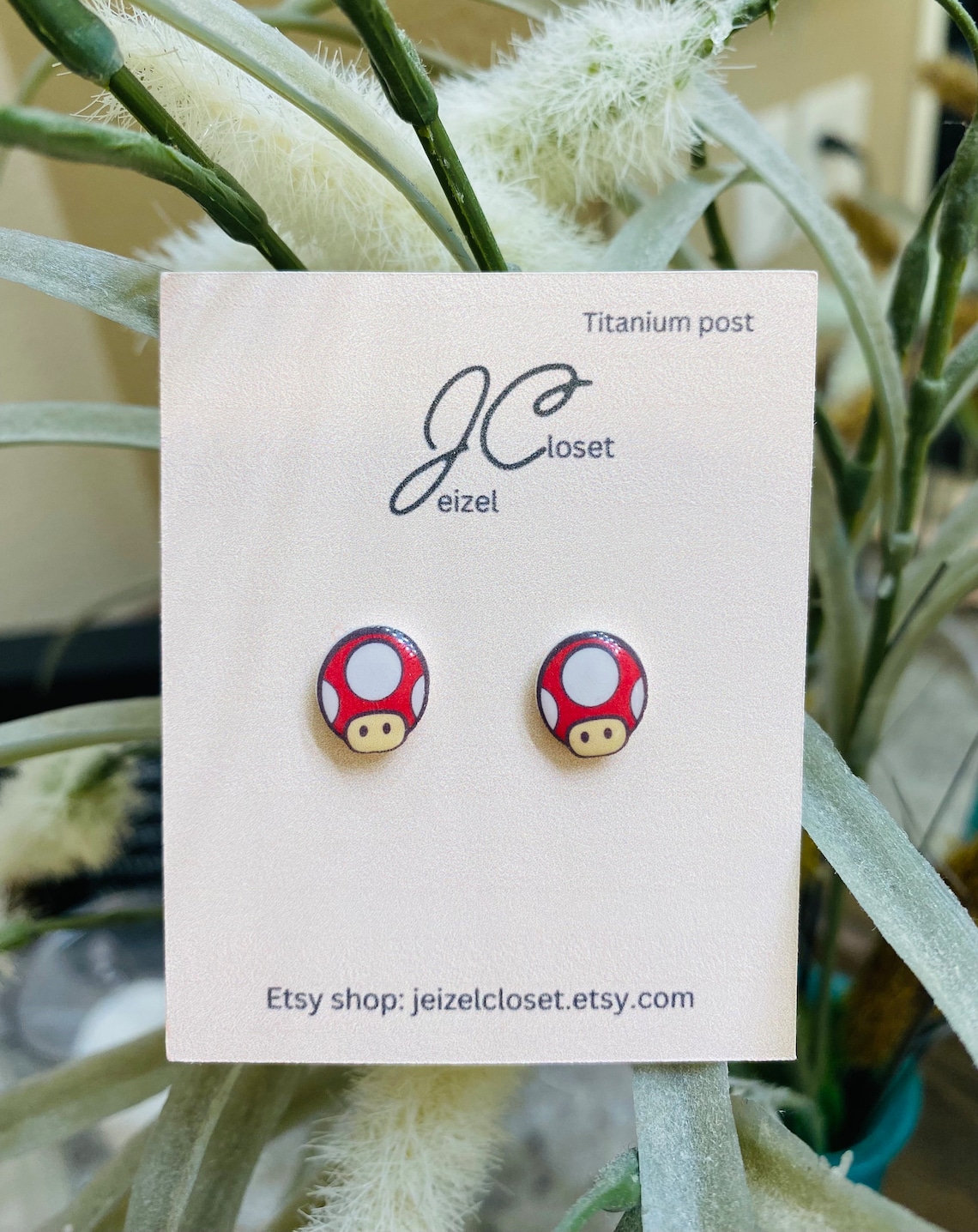 Toad Stud Earrings: Super Mario Titanium Earrings - Etsy