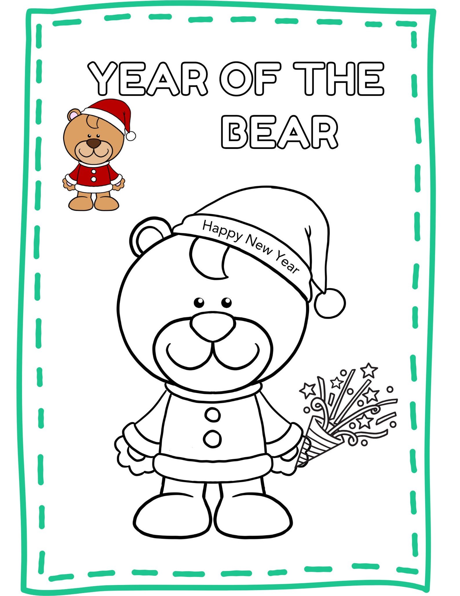 Year of Animals Coloring Book Page, Printable Holiday Activity for ...