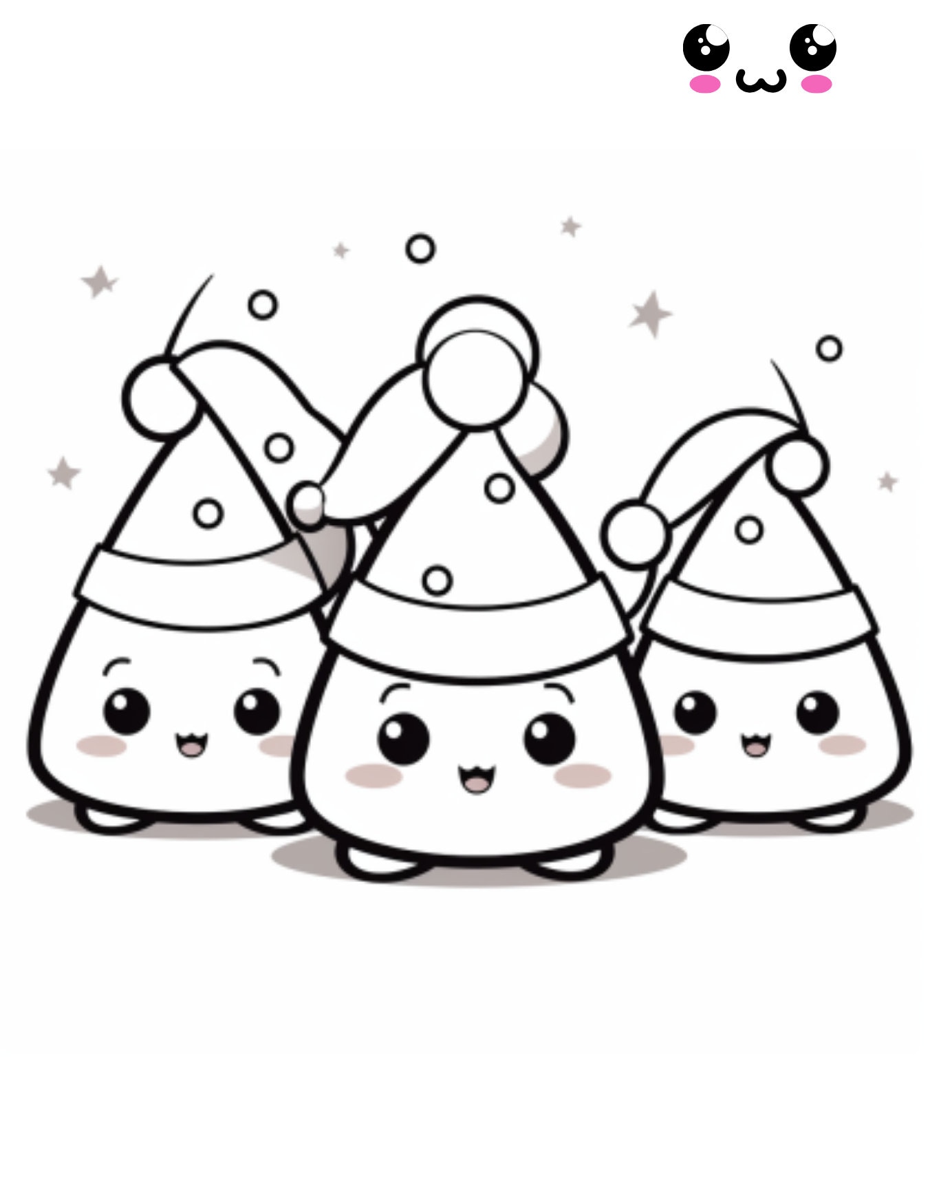 Kawaii Christmas Coloring Pages, Cute Kawaii Coloring, Santa Kawaii ...