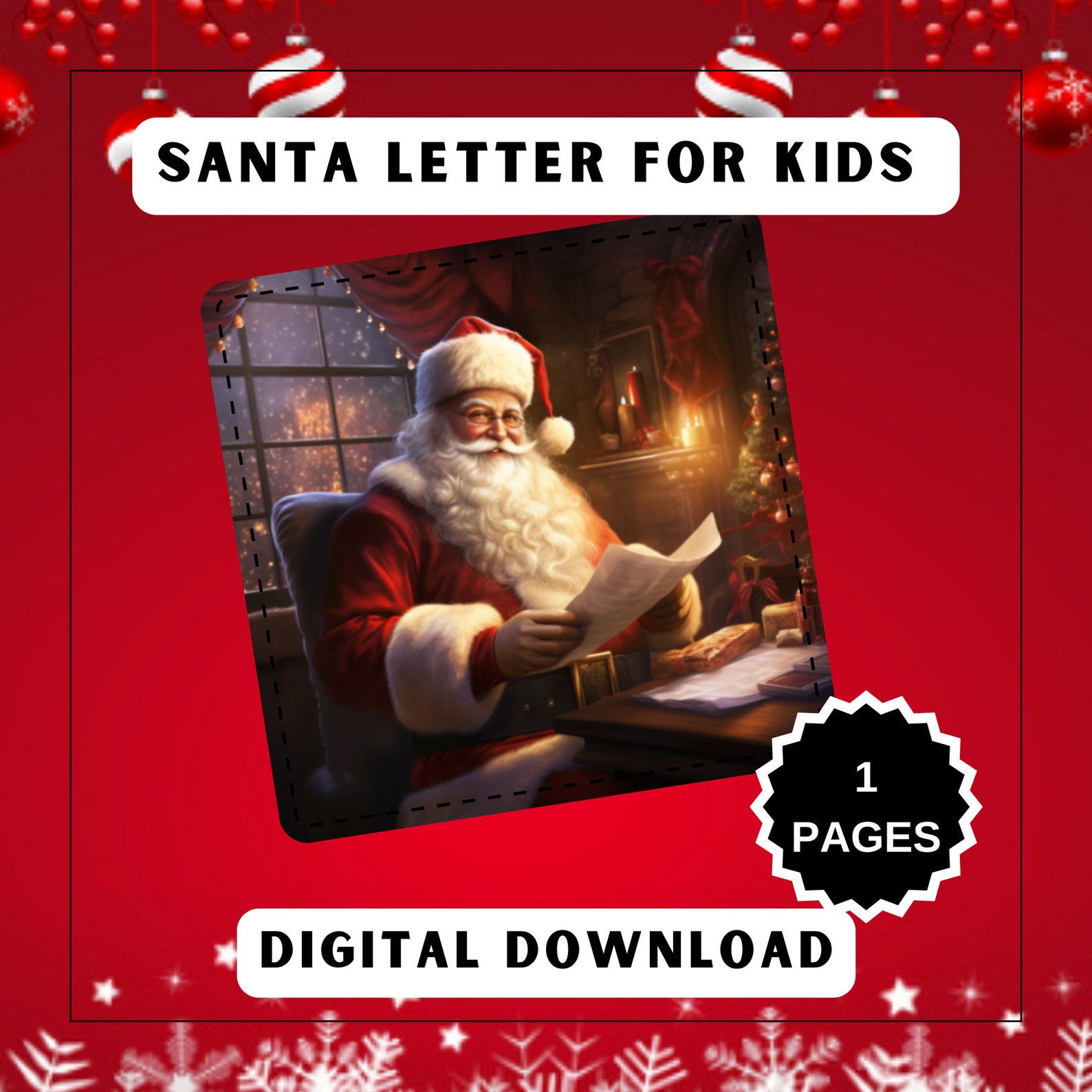 Letter to Santa Printable Christmas Letter ,instant Download Letter to ...