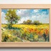 Field With Flowers and Trees in Spring | Oil Style Painting Digital ...