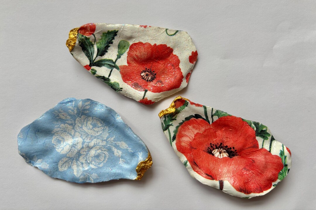 Blue Rose Oyster Shell Lid Trinket Dish Decoration - Etsy