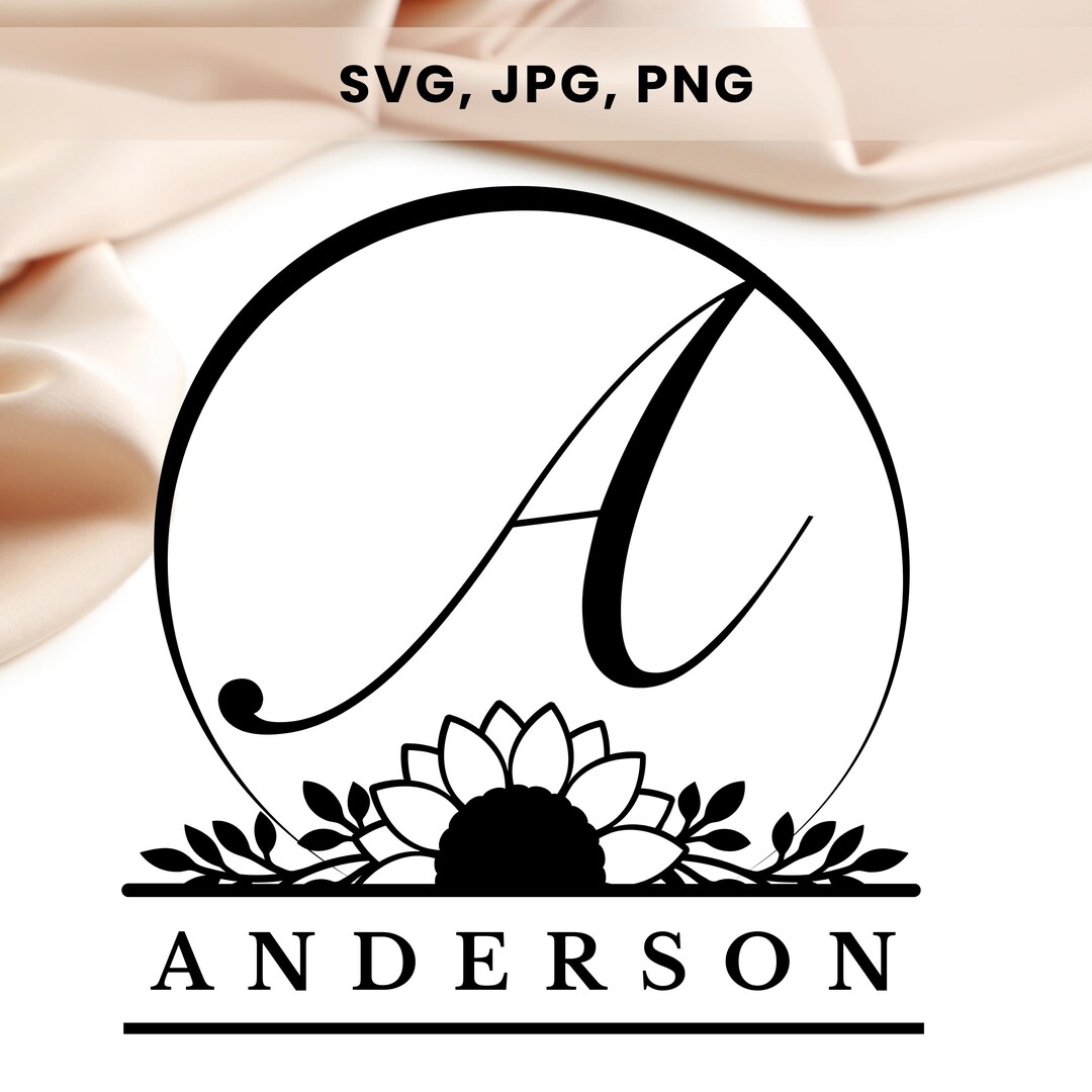 Sunflower Monogram Svg, Jpg, Png, Floral Monogram Graphic Clipart ...