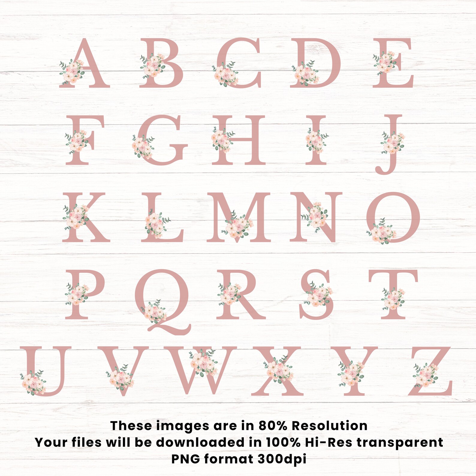 Watercolor Floral Alphabet & Numbers Graphic Bundle, Wedding Monograms ...